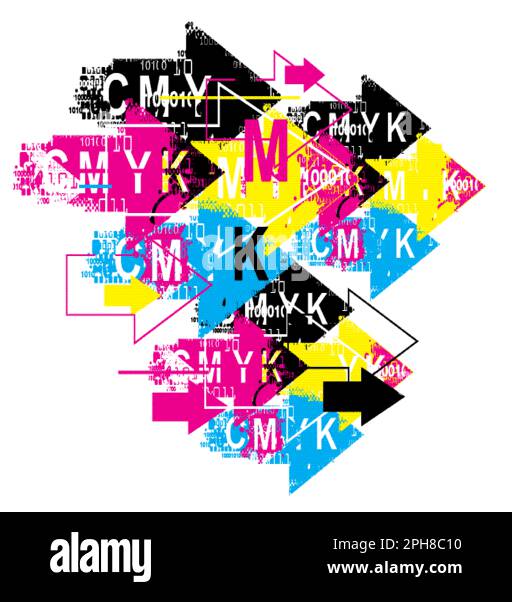 Print colors Arrows with binary codes, print data, grunge background ... Print colors Arrows with binary codes, print data, grunge background ...