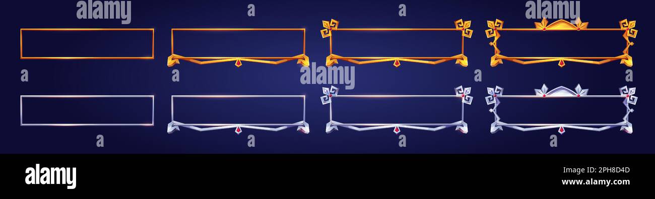 Cartoon set of medieval frames for game ui design. Vector illustration ...