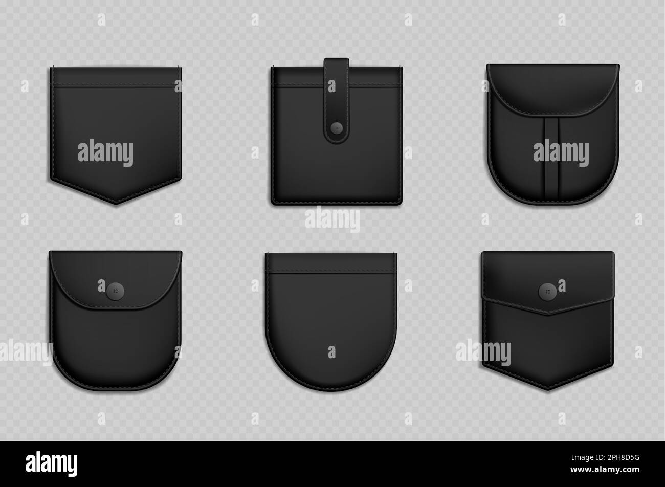 Realistic set of black pocket templates isolated on transparent ...