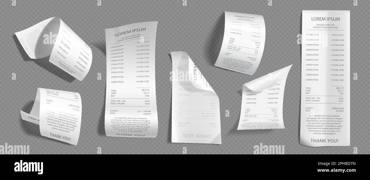 Paper bill receipt from supermarket. Isolated vector shop check after ...