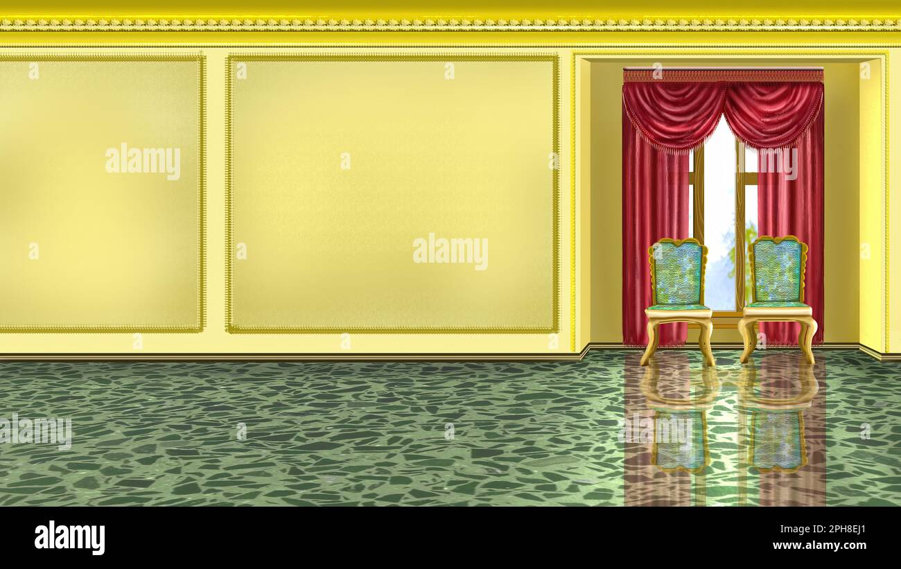 Empty museum interior with marble floor. Digital Painting Background ...