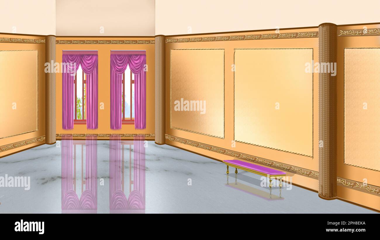 Hall interior of the art gallery or museum. Digital Painting Background ...