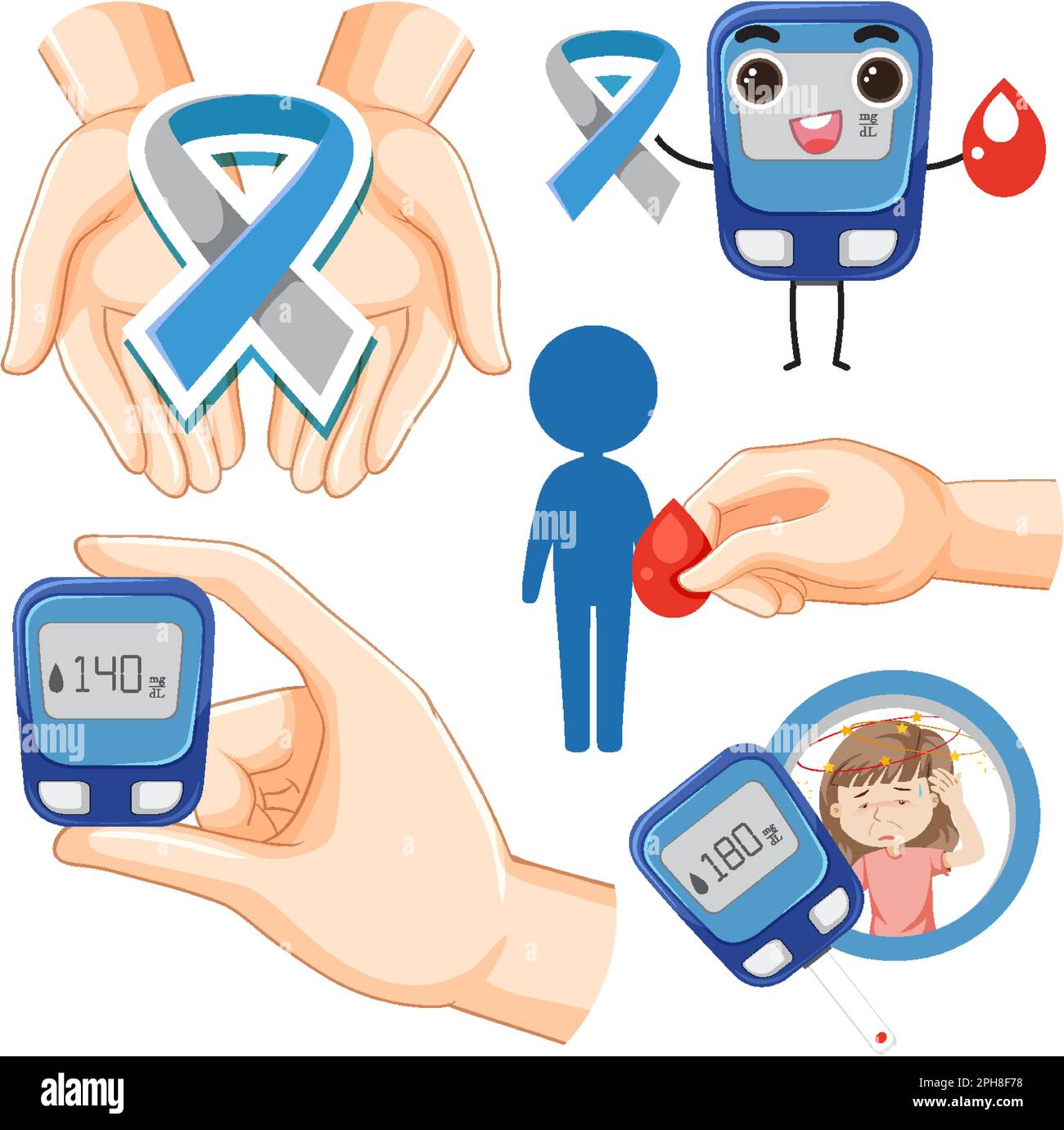 Set of mix diabetes object illustration Stock Vector Image & Art - Alamy