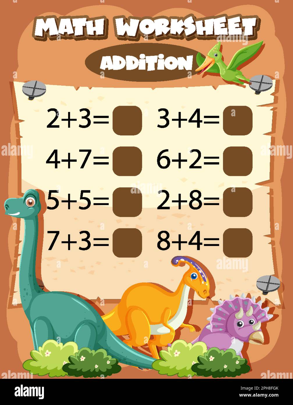 Math Worksheet Addition Template illustration Stock Vector Image & Art ...