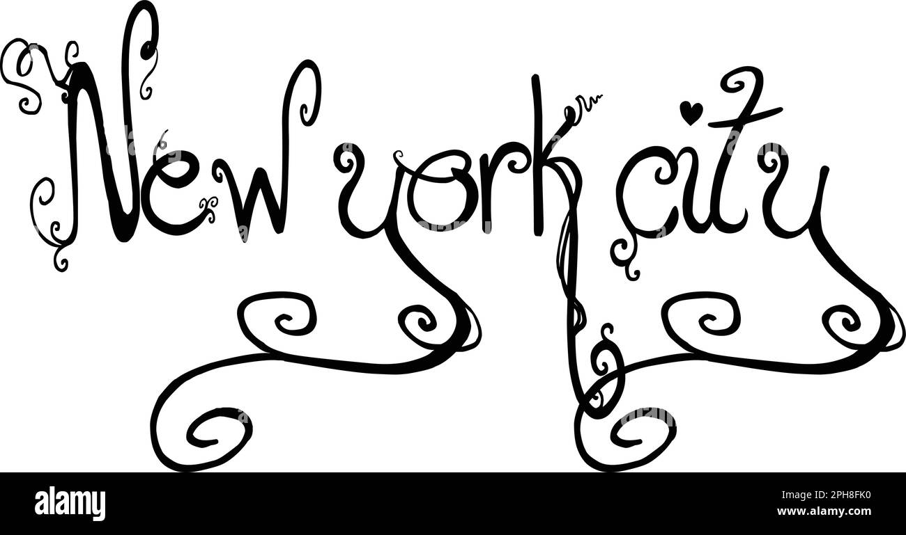 New York City text sign illustration on White Background Stock Vector ...