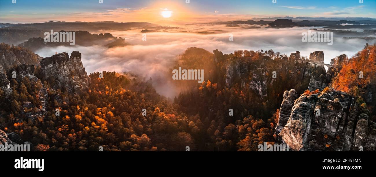 Saxon, Germany - Aerial panoramic view of the beautiful Saxon ...