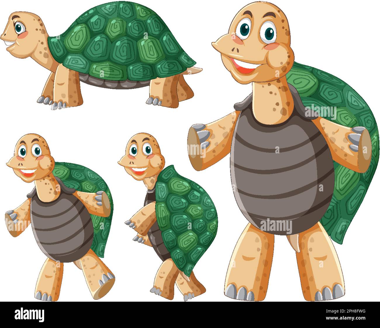 Set of turtle cartoon character illustration Stock Vector Image & Art ...