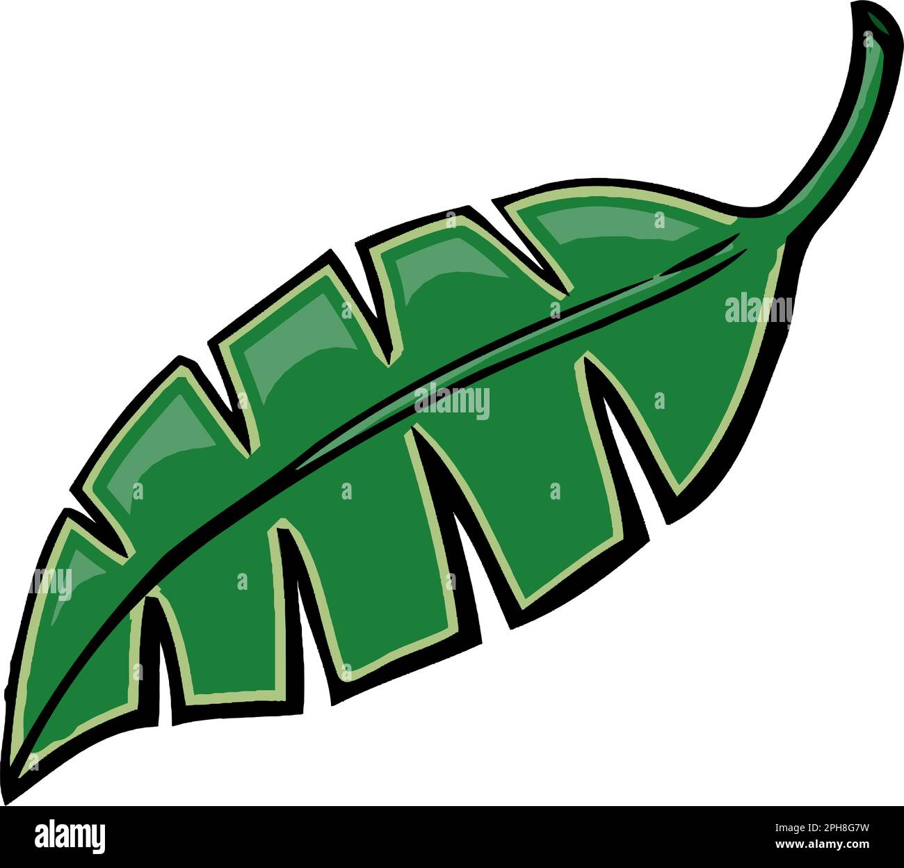 shiny tropical leaf with light green outline Stock Vector Image & Art ...