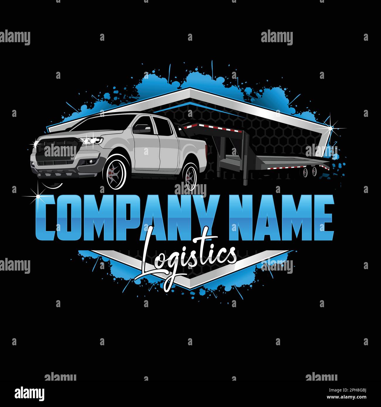 Logistics and delivery company logo design template on black background ...