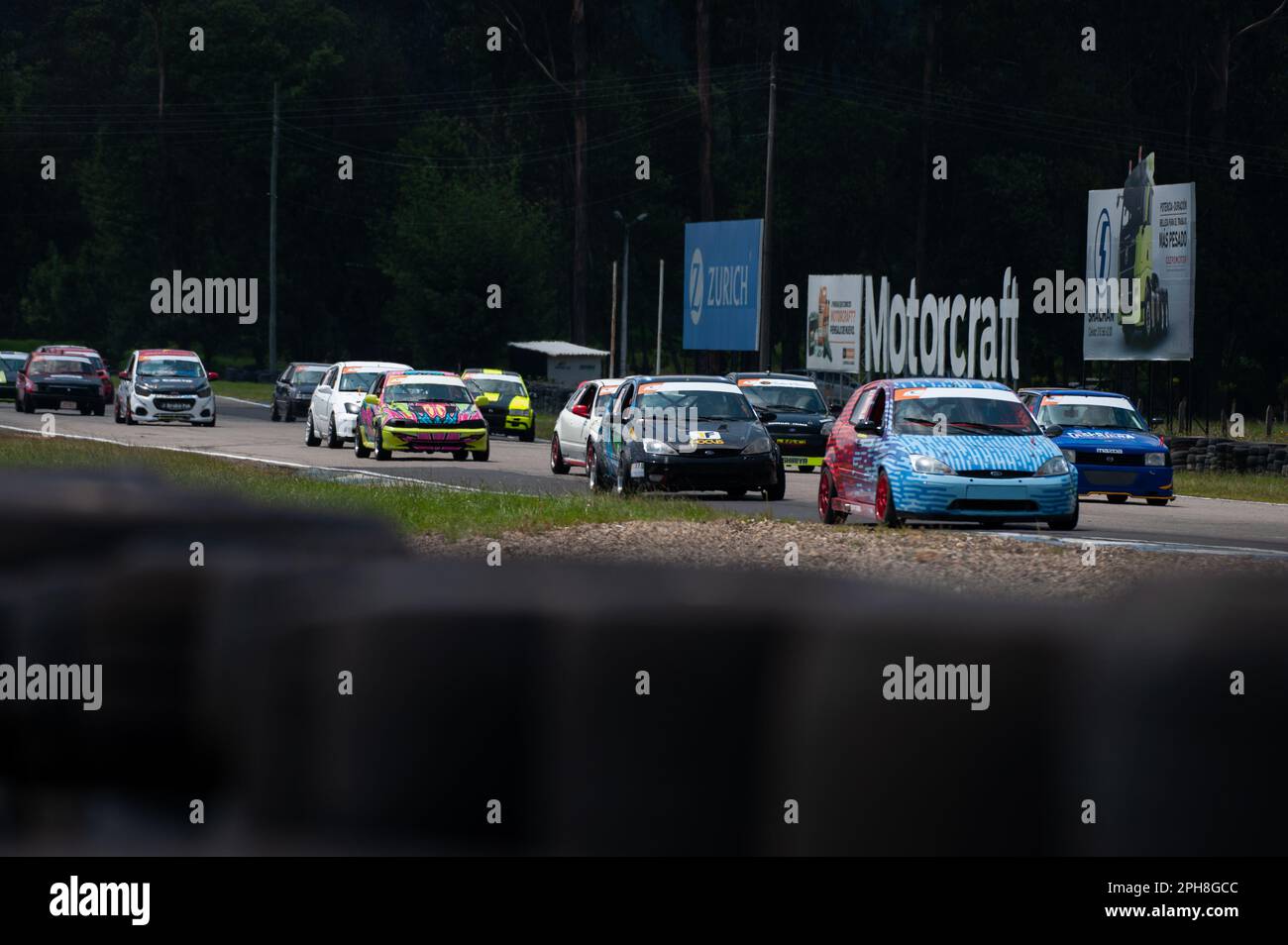 Bogota, Colombia. 26th Mar, 2023. Drivers take part in the starting ...
