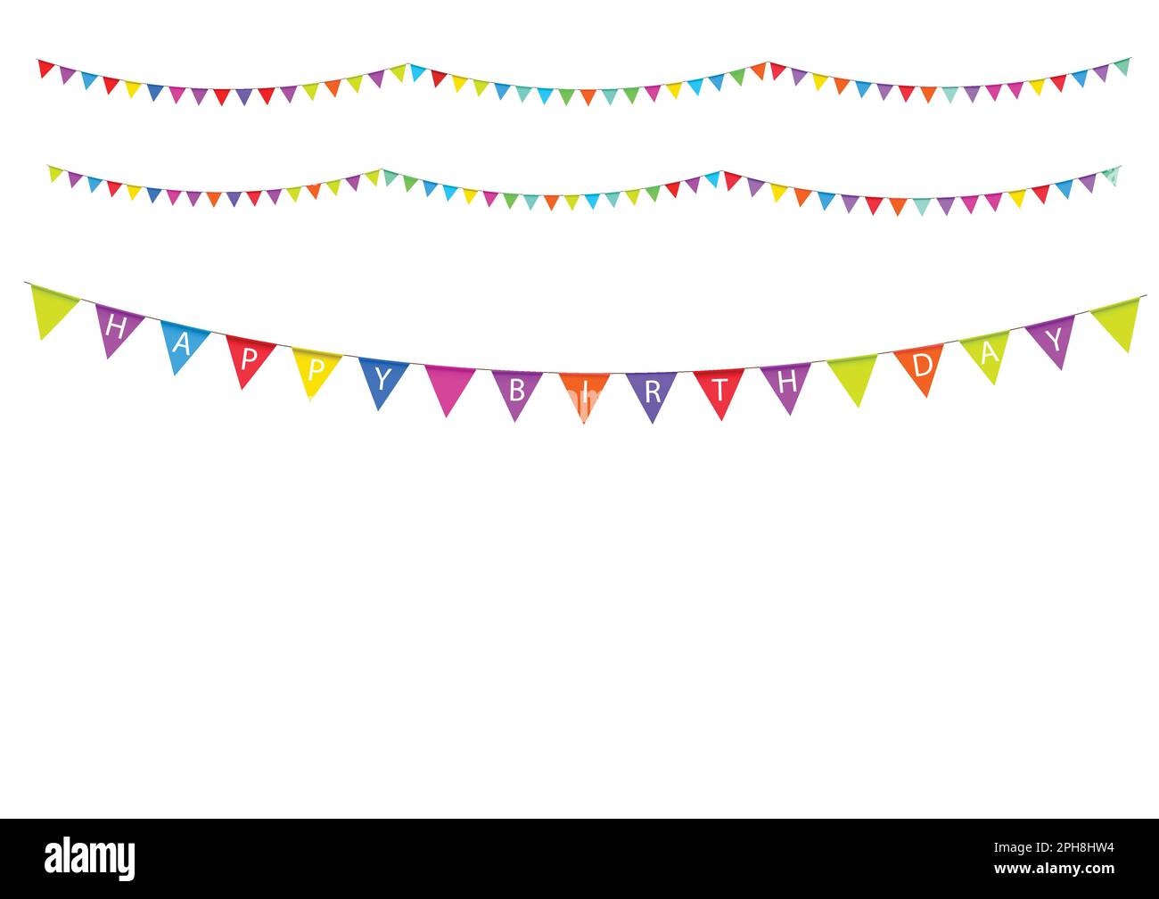 flags party decoration for happy birthday Flat and Isolated design ...