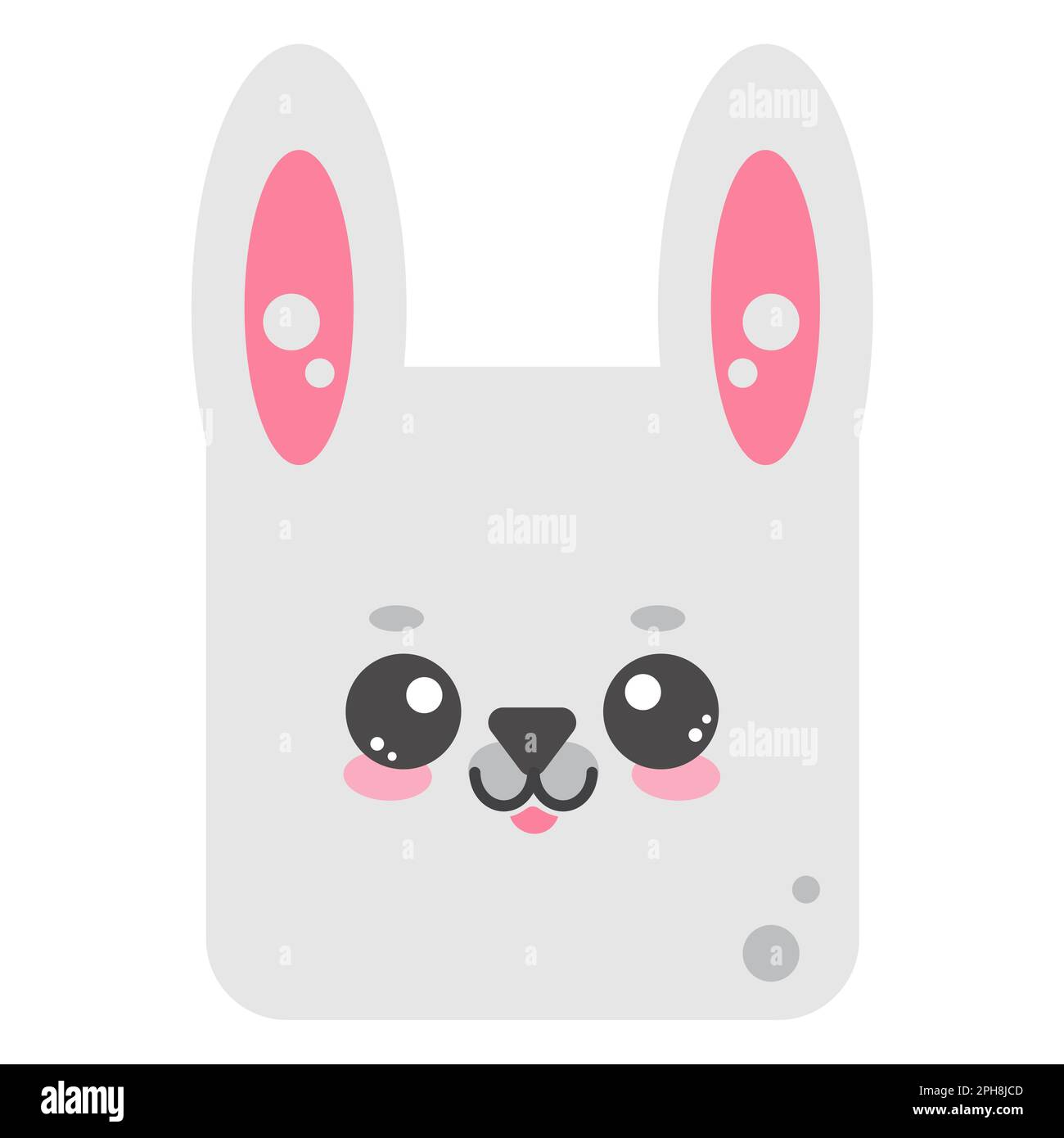 Cute square hare face. Cartoon head of animal character. Minimal simple ...