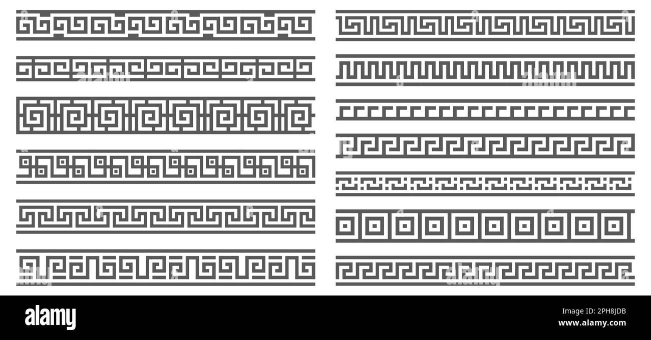 Greek key borders with meander ornament. Seamless roman frame with ...