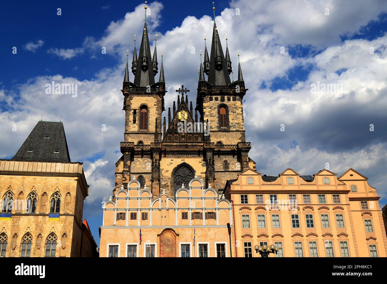 Gothic Church of Virgin Mary in front of Tyn, Tyn Church in Prague, on ...