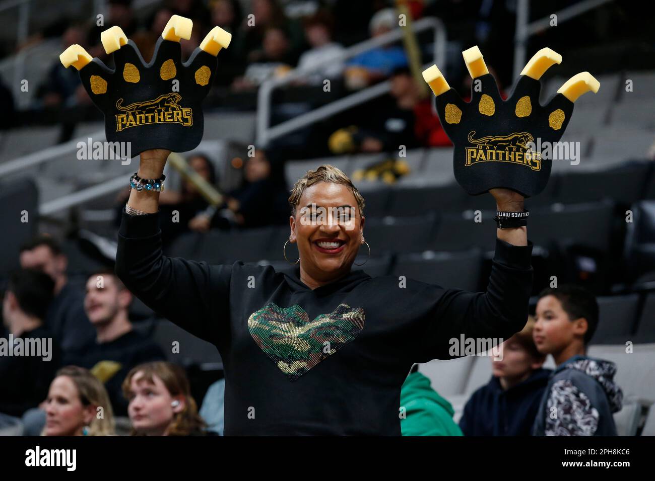 March 26, 2023, SAN JOSE, CALIFORNIA, USA: Bay Area Panthers fans with ...