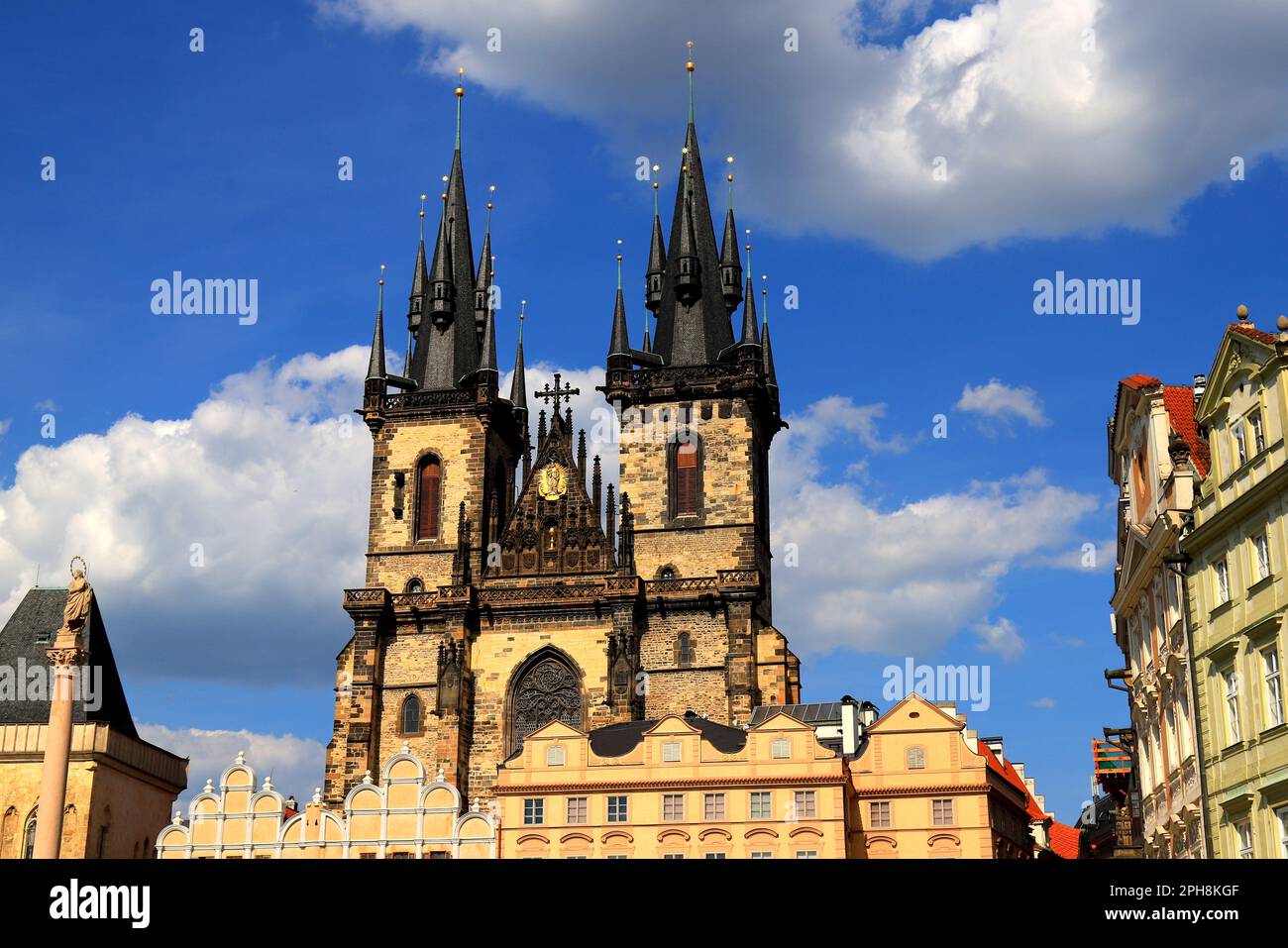 Gothic Church of Virgin Mary in front of Tyn, Tyn Church in Prague, on ...