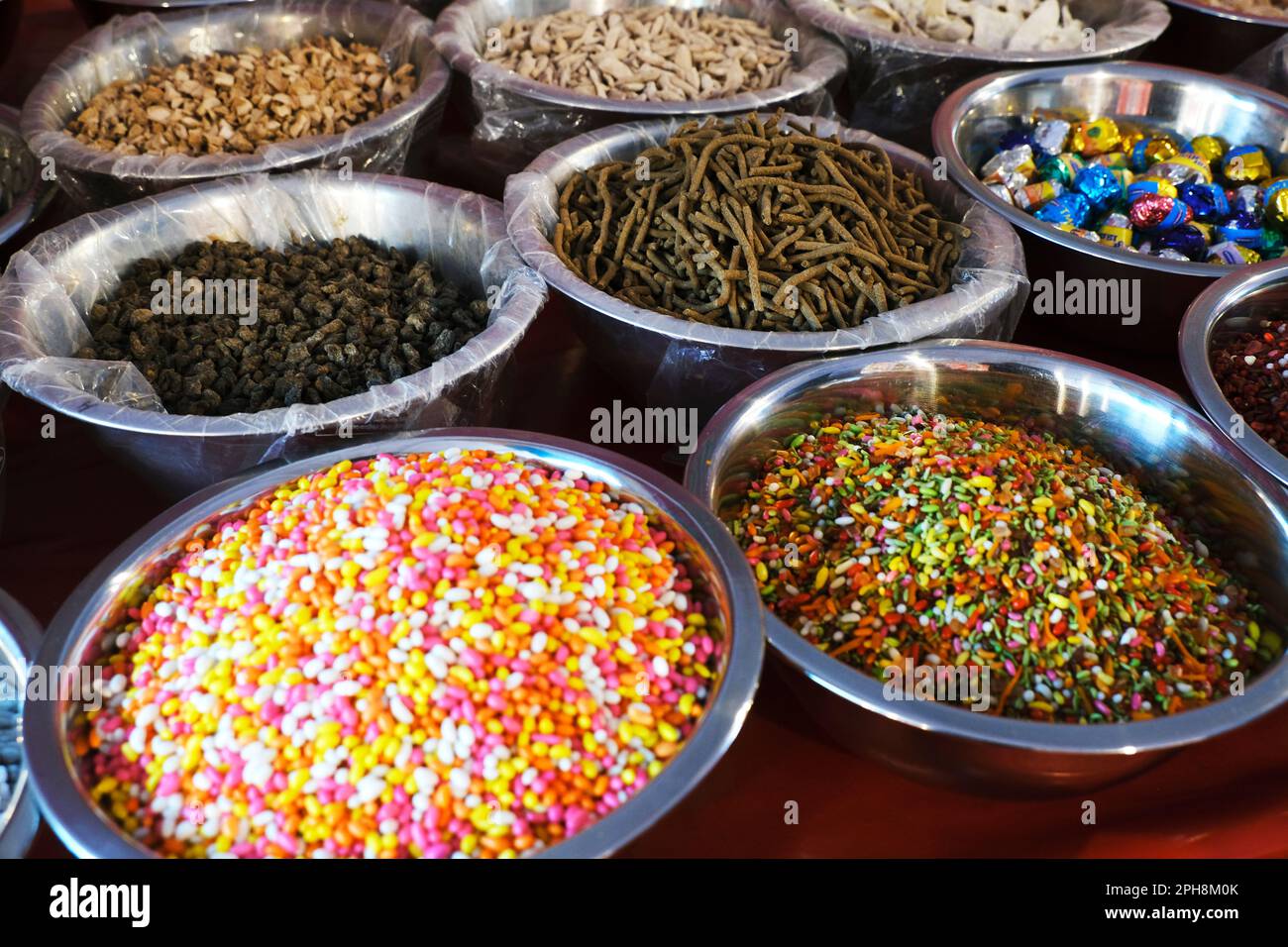 Indian variety of traditional mukhwas (mouth freshener) in bowl for ...