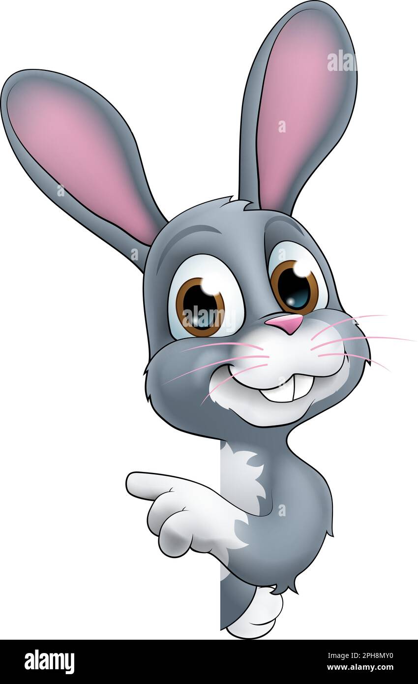 Easter Bunny Rabbit Cartoon Character Peeking Sign Stock Vector Image ...