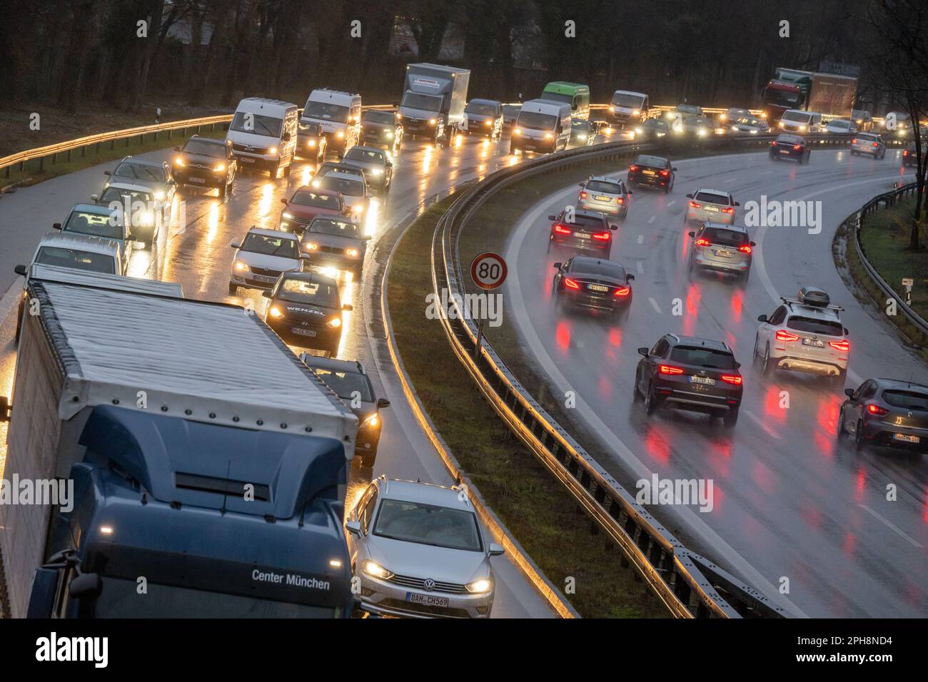 Munich, Germany. 27th Mar, 2023. Cars and trucks are jammed in the ...