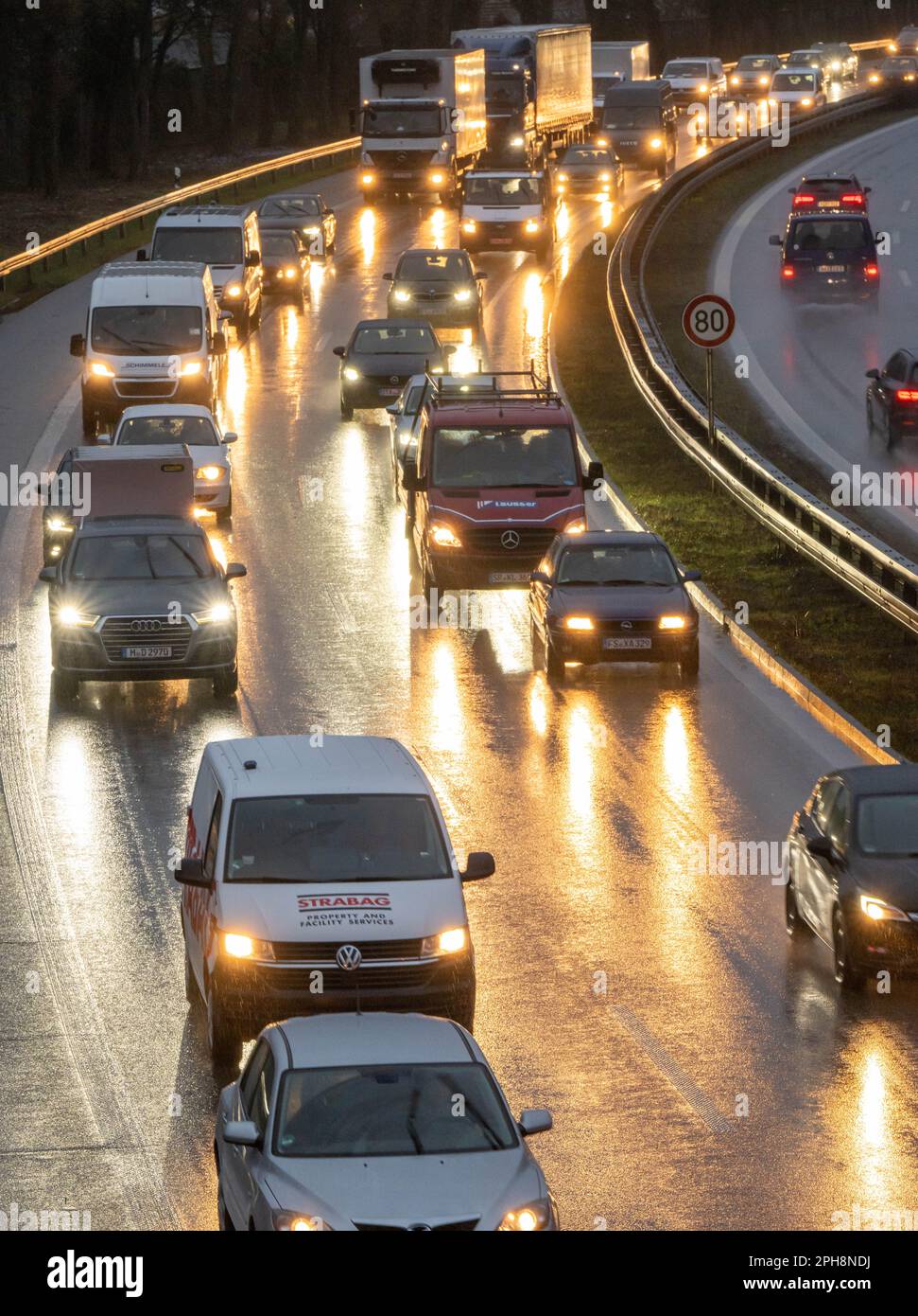 Munich, Germany. 27th Mar, 2023. Cars and trucks are jammed in the ...