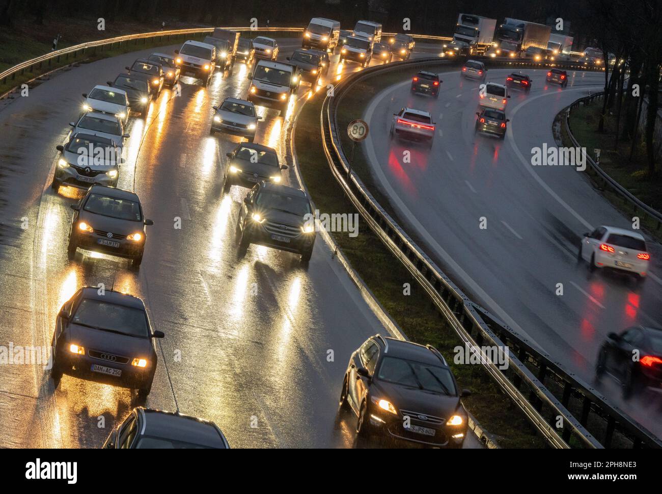 Munich, Germany. 27th Mar, 2023. Cars and trucks are jammed in the ...