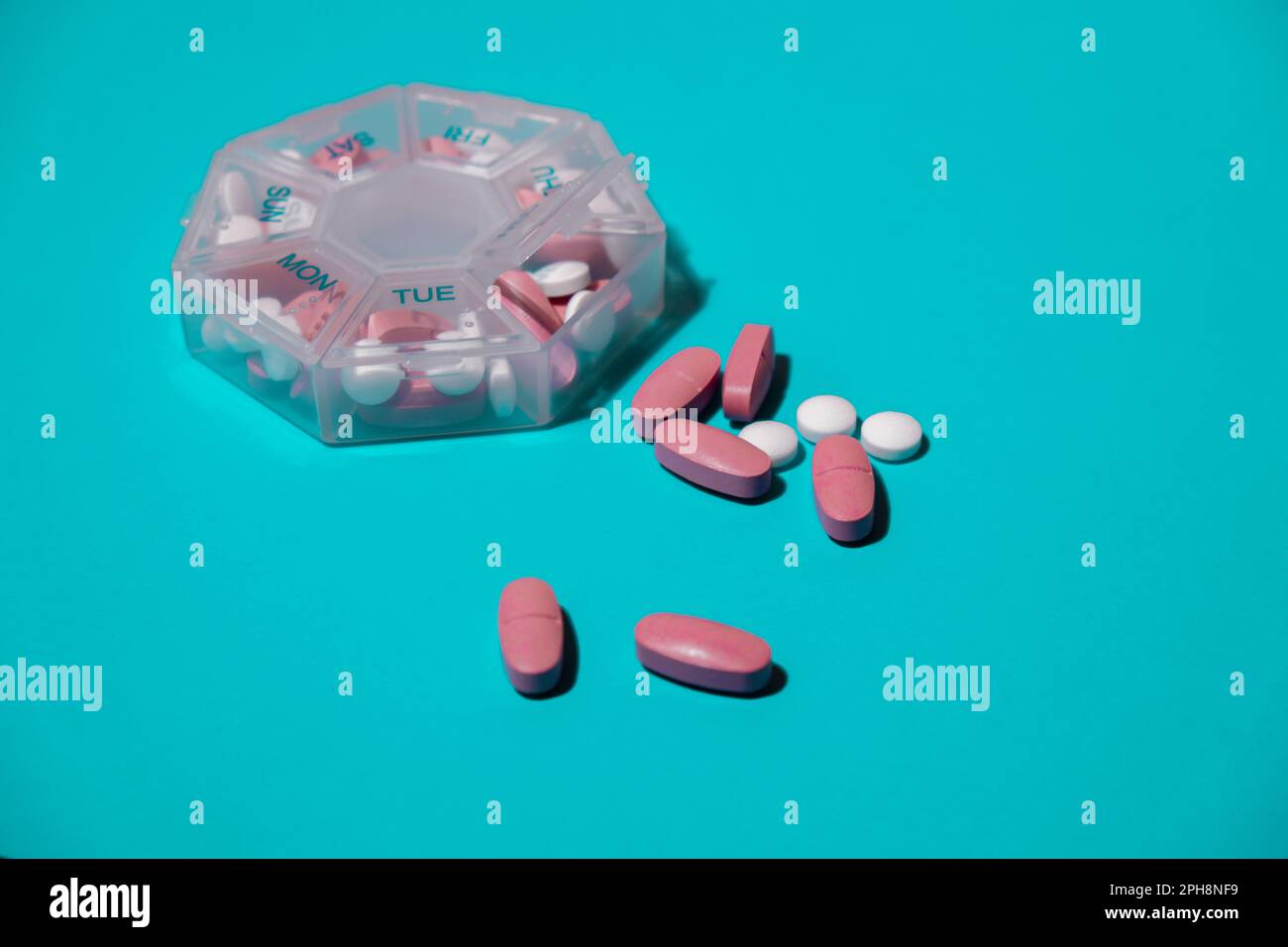 Organizer weekly shots on blue background with Copy space for your text ...