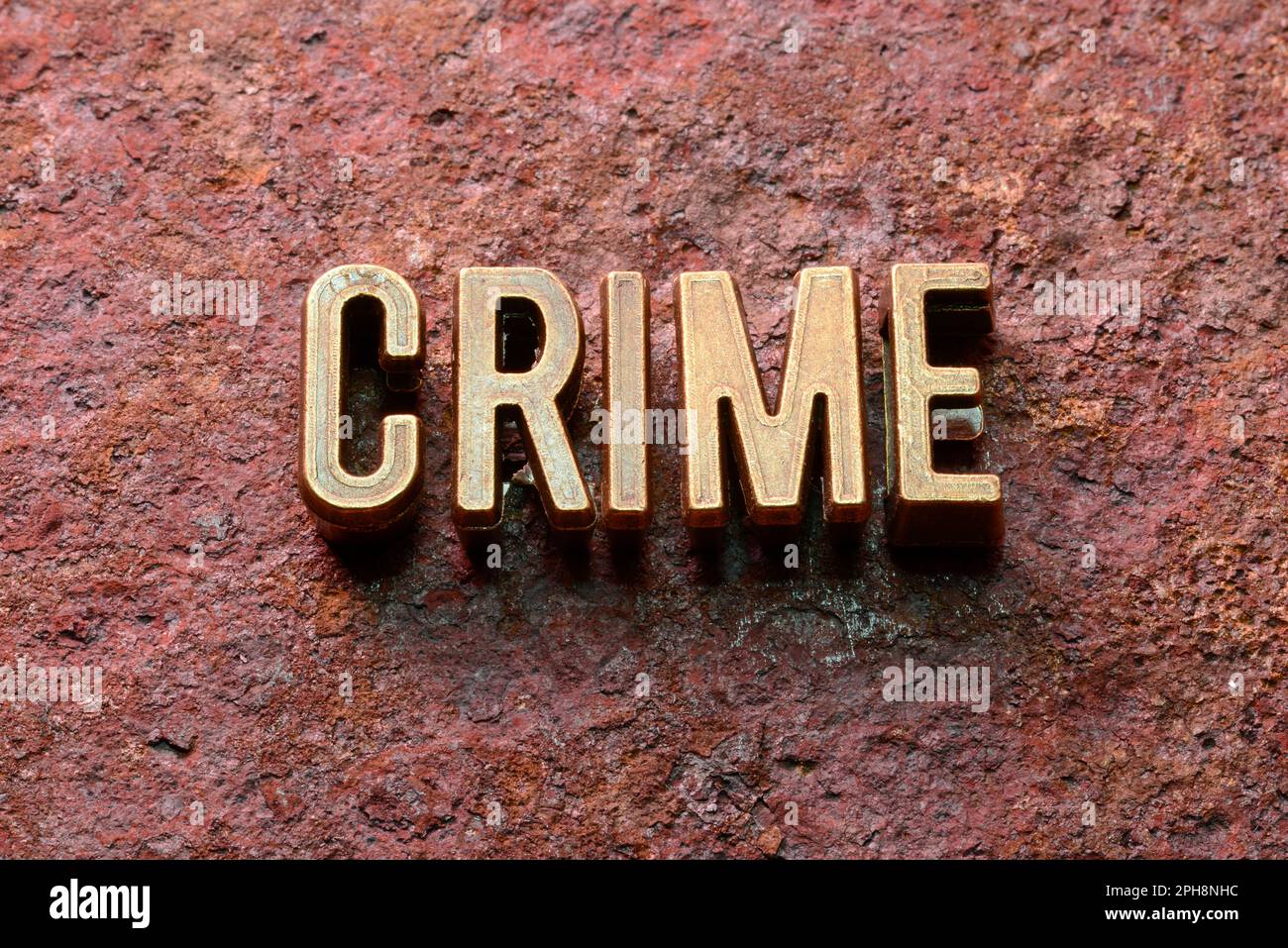 crime word made from metallic letters on red rusty surface Stock Photo ...