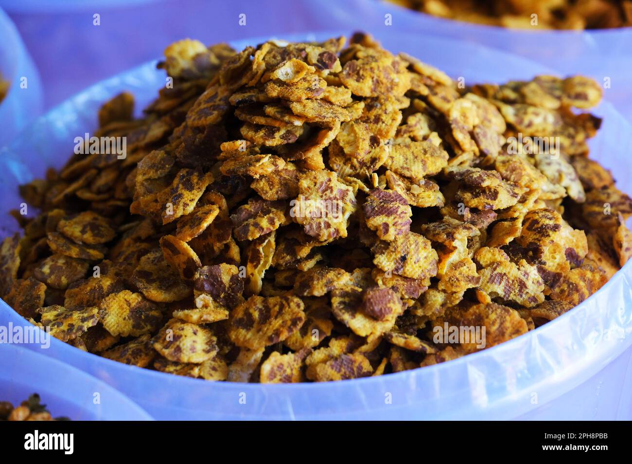 Farsan, snacks in bowls for sale in Indian Market, Traditional Indian ...