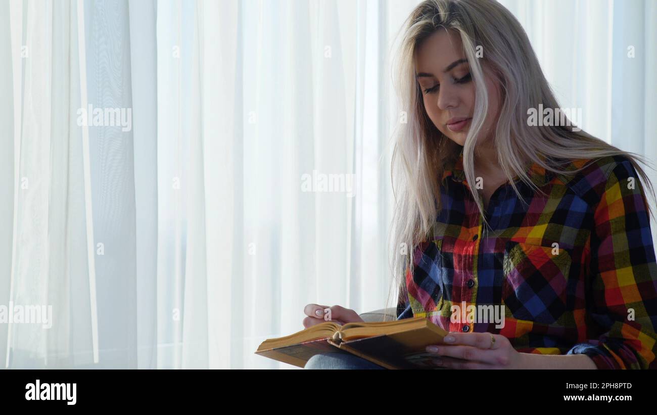 education literature lifestyle girl reading book Stock Photo - Alamy
