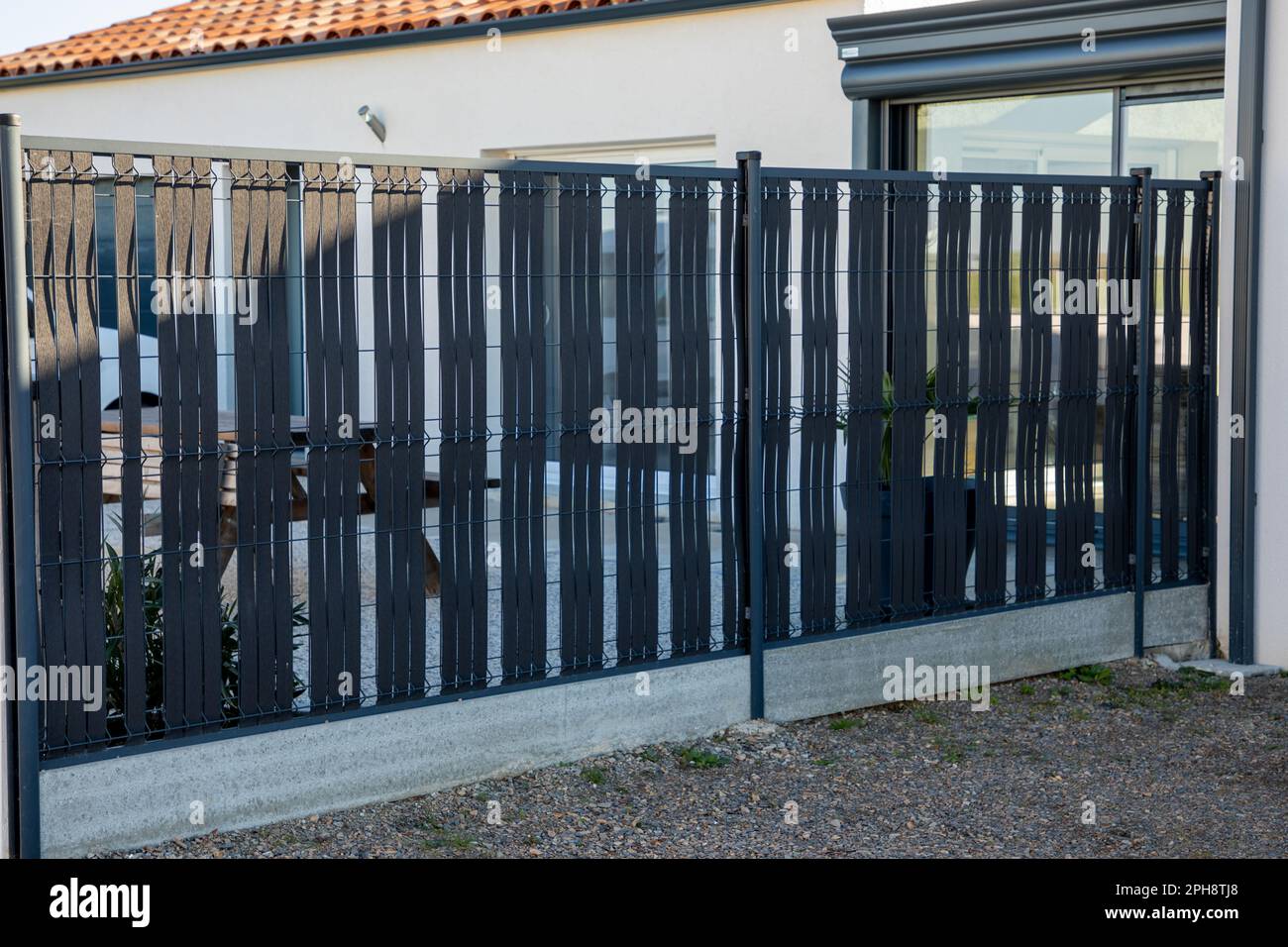 design and modern barrier around house grey fence steel plastic protect ...