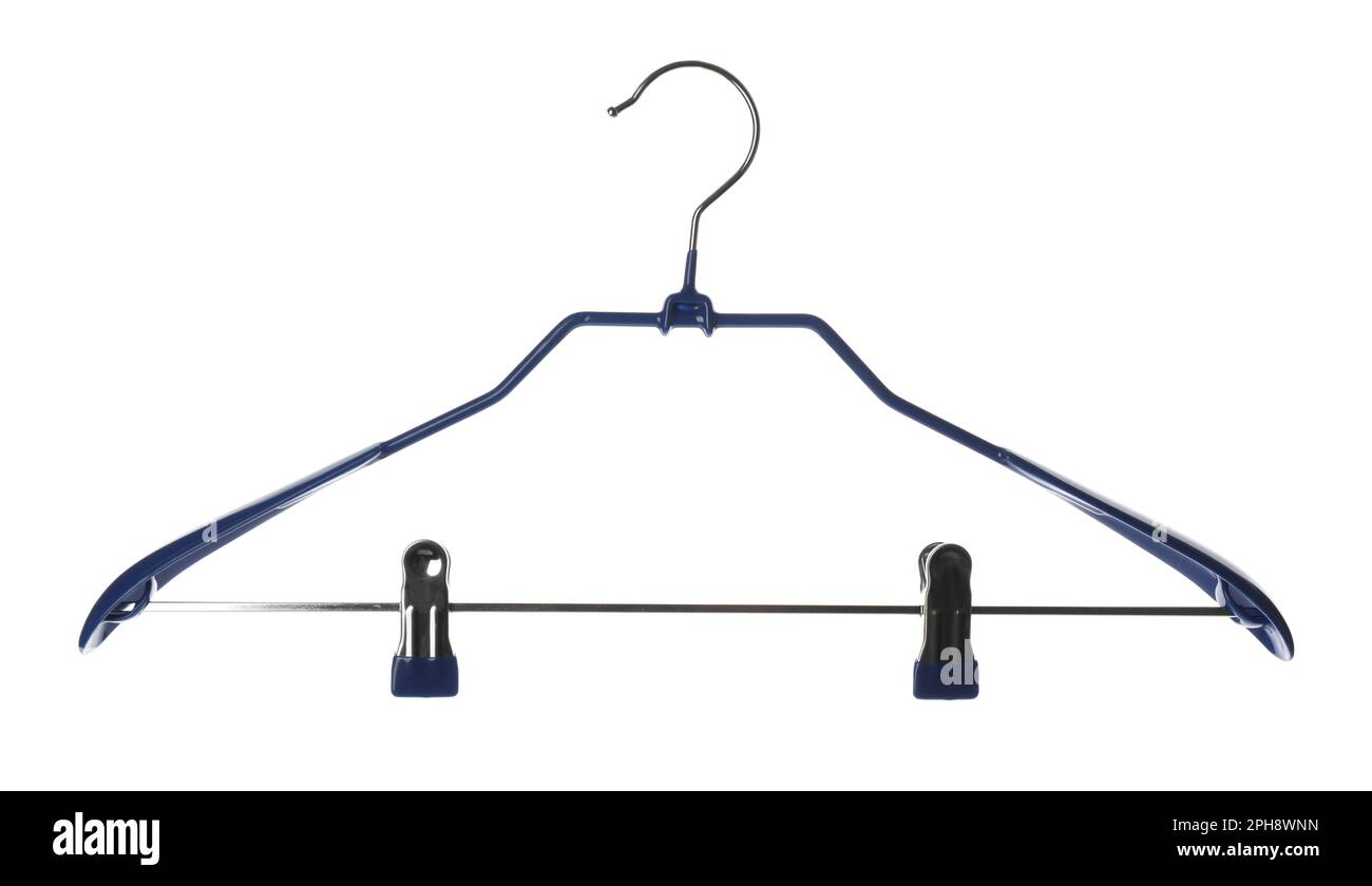 Empty hanger on white background. Wardrobe accessory Stock Photo - Alamy