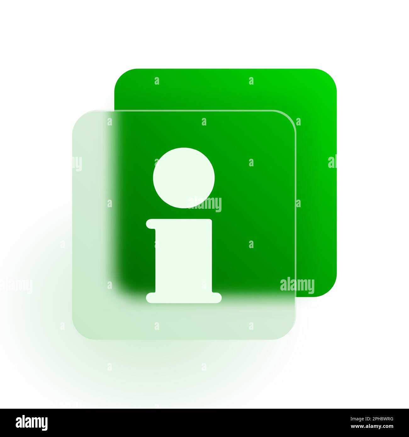 Information icon on a green background with glassmorphism effect ...