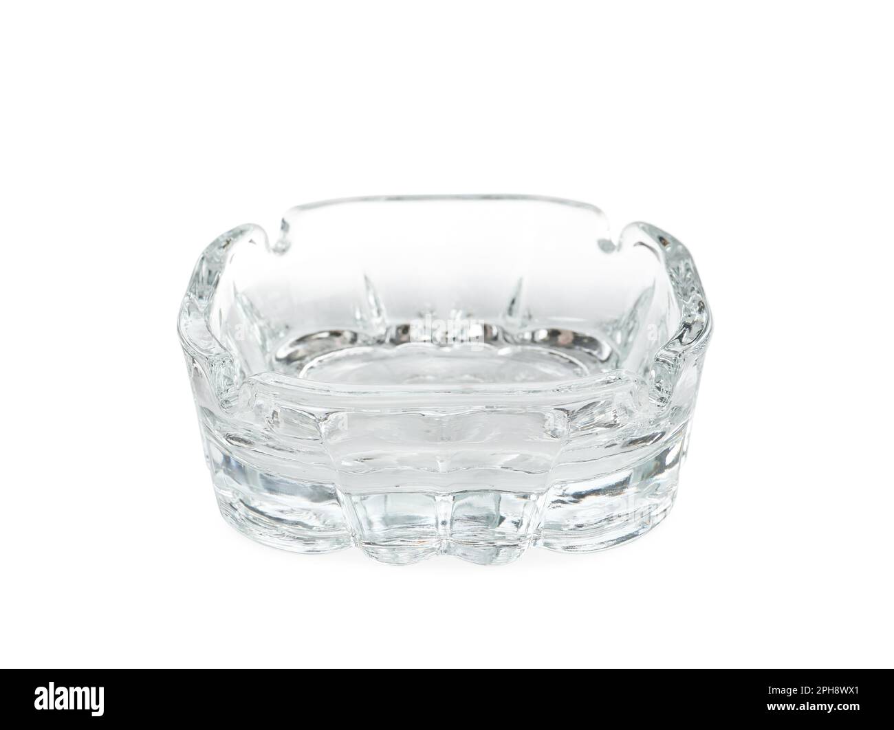 One empty glass ashtray isolated on white Stock Photo - Alamy