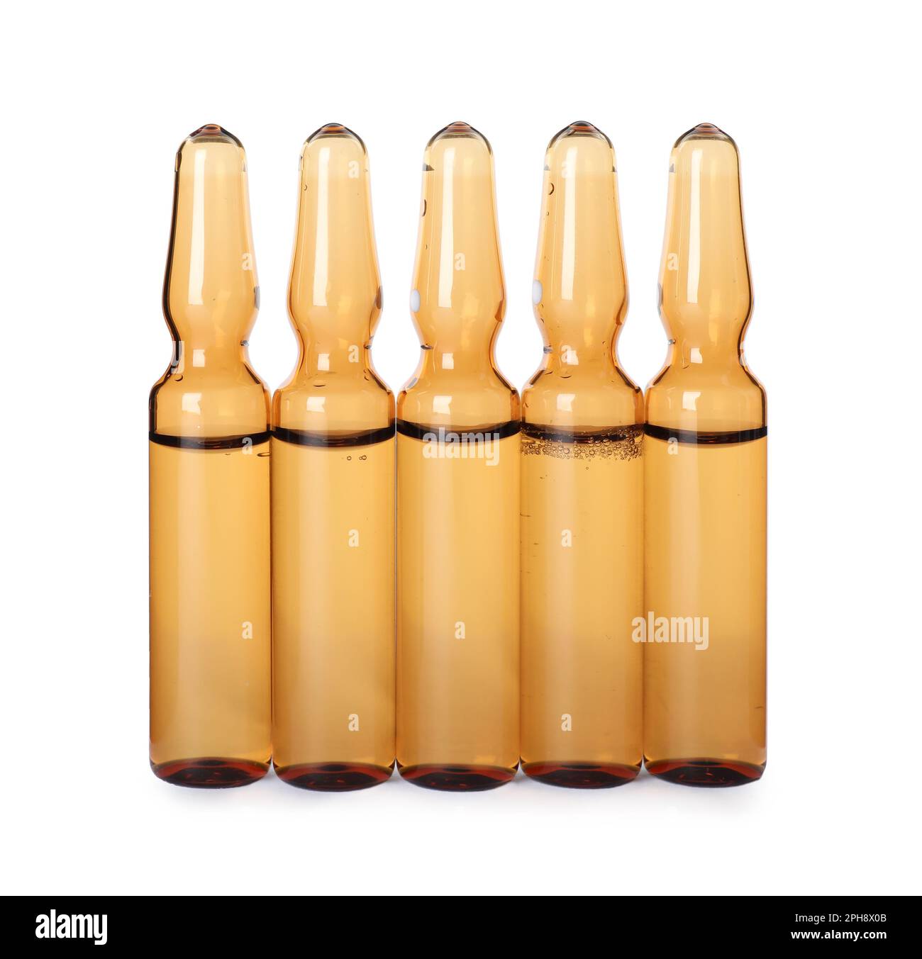 Glass ampoules with pharmaceutical product on white background Stock ...