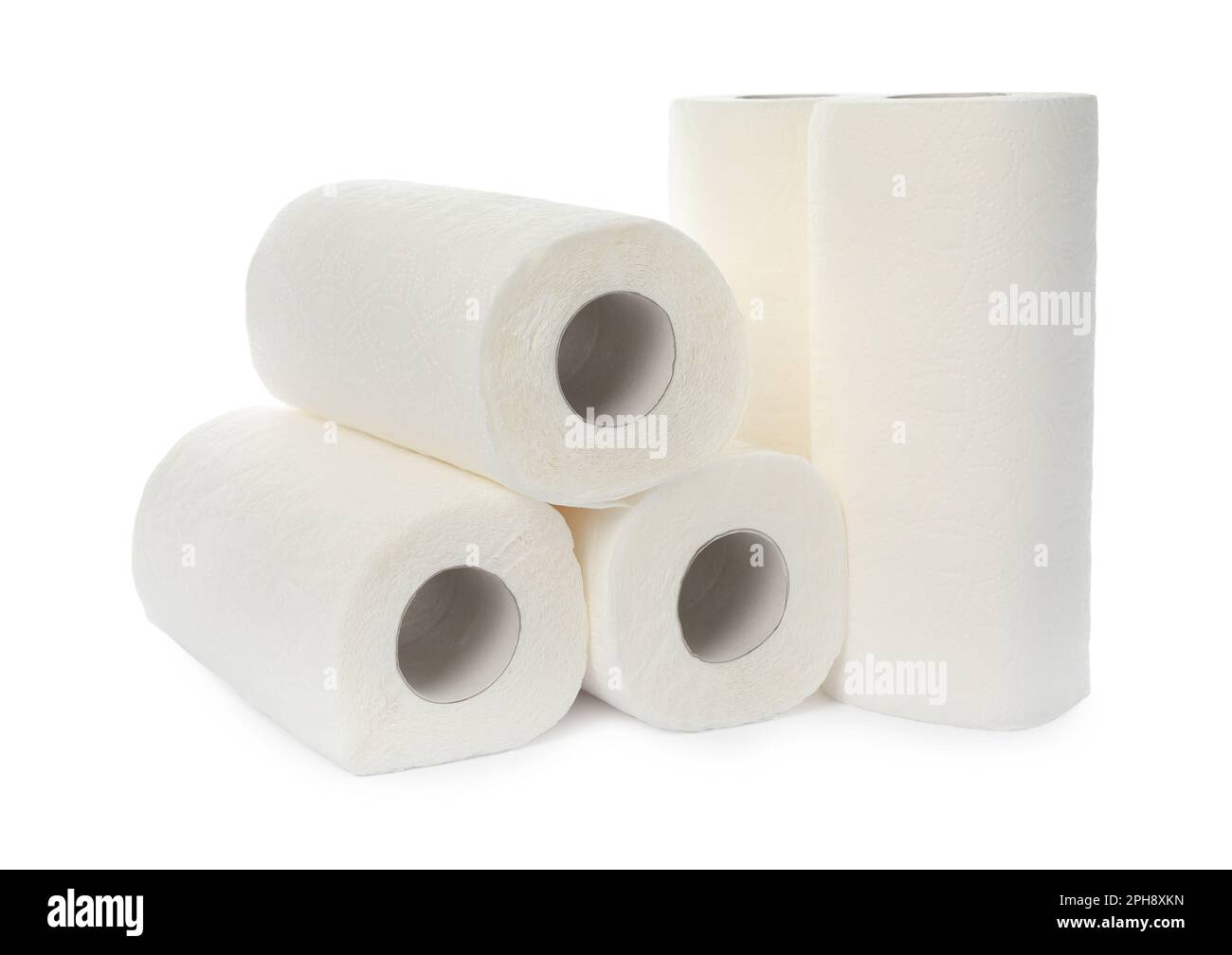 Rolls of paper towels isolated on white Stock Photo - Alamy