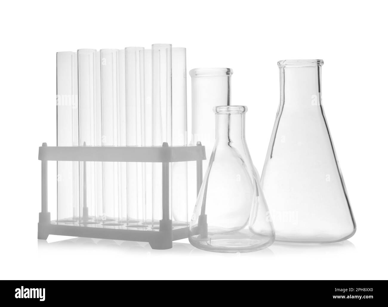 Set of laboratory glassware on white background Stock Photo - Alamy