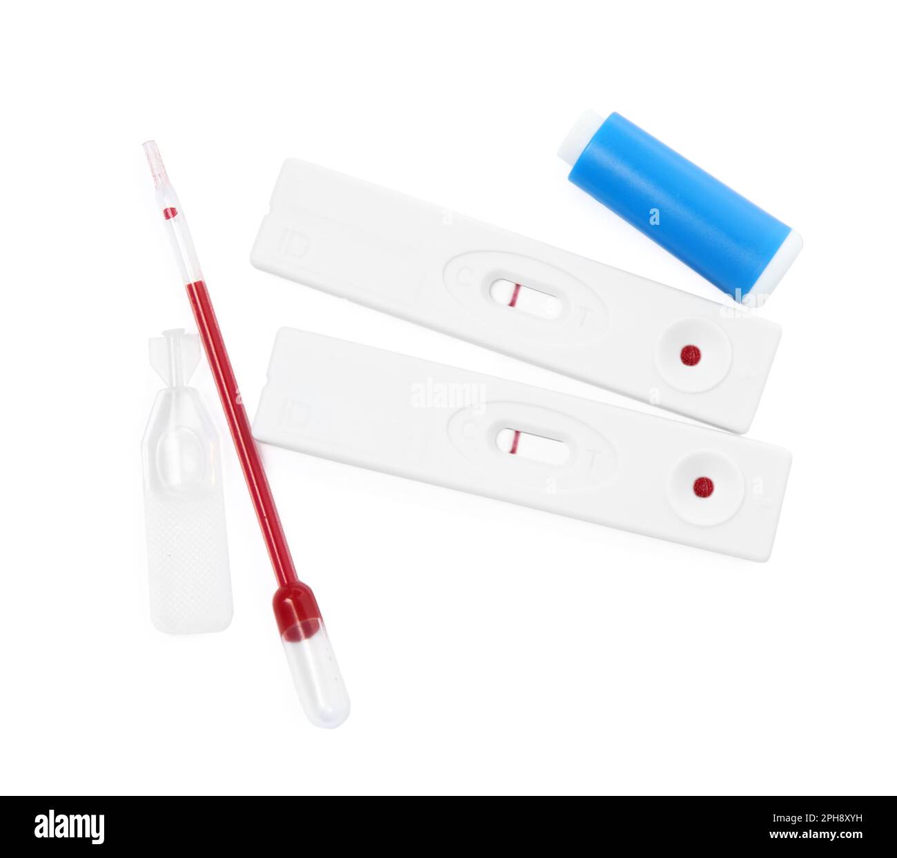 Disposable express hepatitis test kit on white background, top view ...