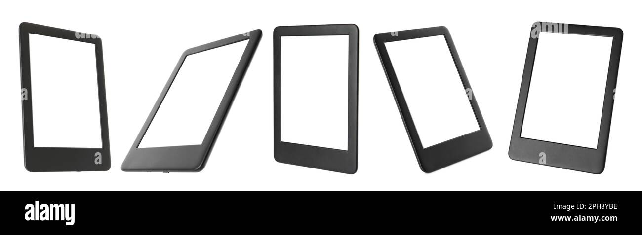 Set with ebook readers on white background. Banner design Stock Photo ...