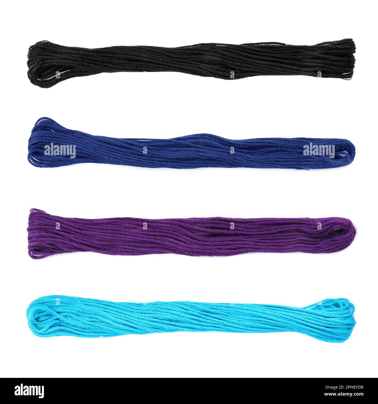 Set with multicolor embroidery threads on white background Stock Photo ...