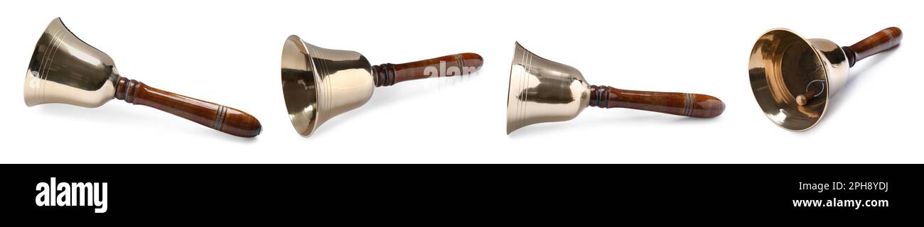 Set with school bells on white background. Banner design Stock Photo ...