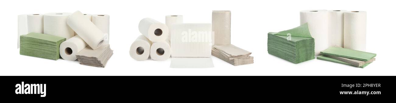 Set of paper towels on white background. Banner design Stock Photo - Alamy