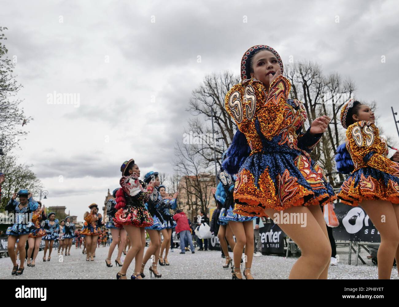 Mid-Lent parade, traditional street party with allegorical floats and ...