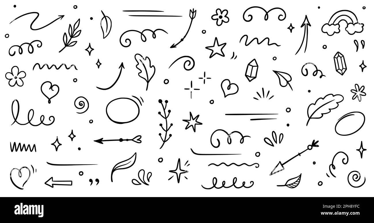 Sketch element line set. Abstract nature element decoration graphic ...