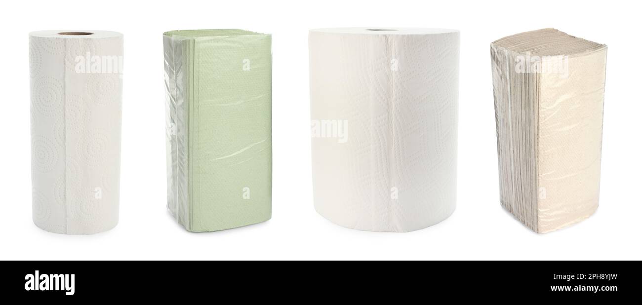 Set of paper towels on white background. Banner design Stock Photo - Alamy