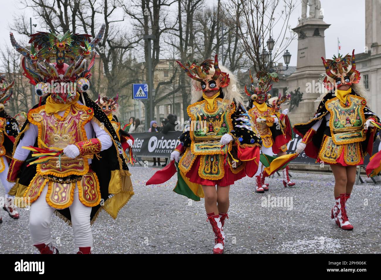 Mid-Lent parade, traditional street party with allegorical floats and ...