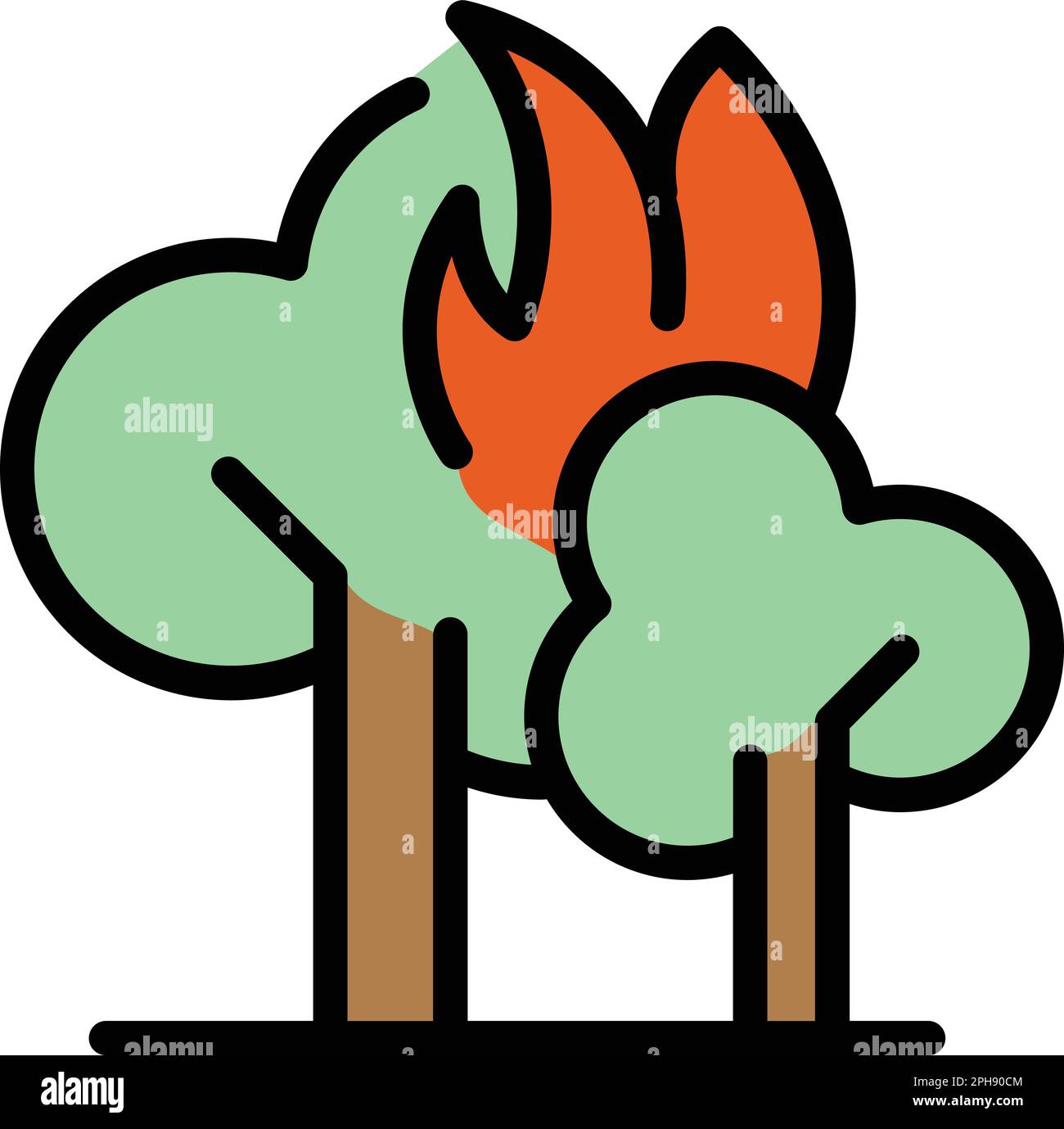 Burning forest icon. Outline burning forest vector icon for web design ...