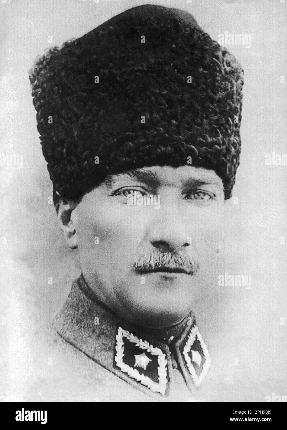 The black and white portrait of Mustafa Kemal Ataturk, the savior and ...
