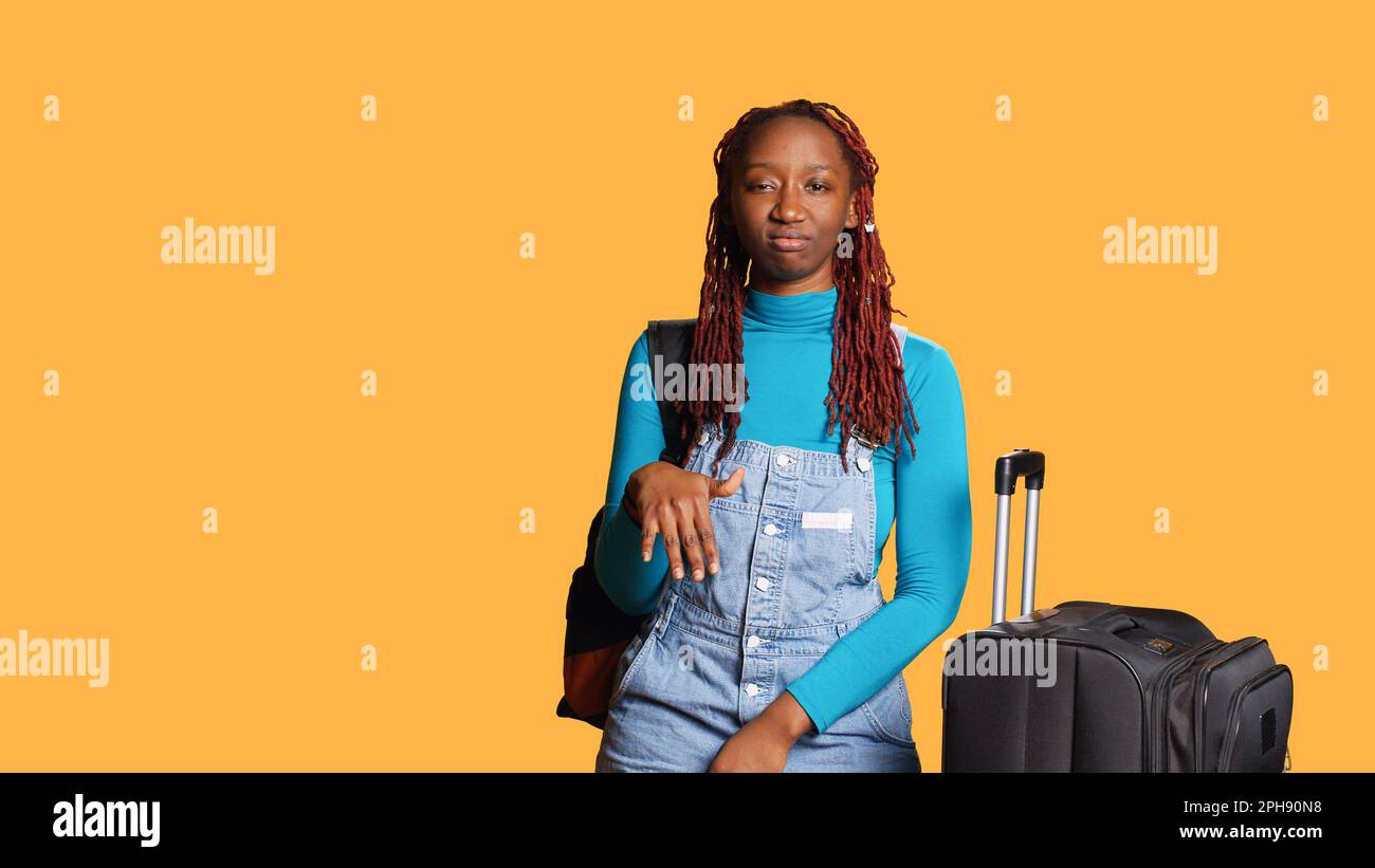 African american girl nodding head saying no on camera, expressing ...