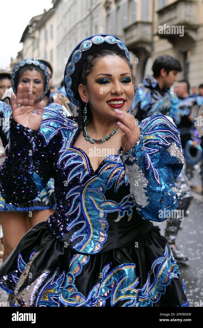 Mid-Lent parade, traditional street party with allegorical floats and ...