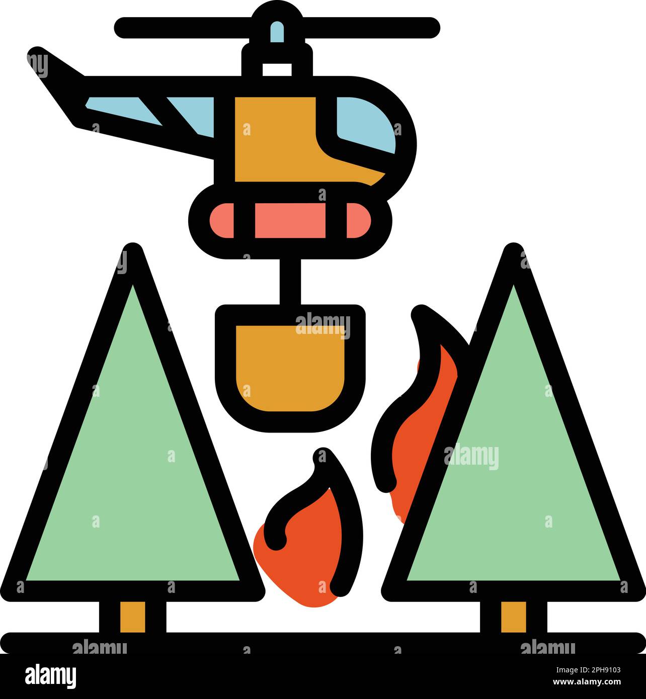 Wildfire helicopter icon. Outline Wildfire helicopter vector icon for ...
